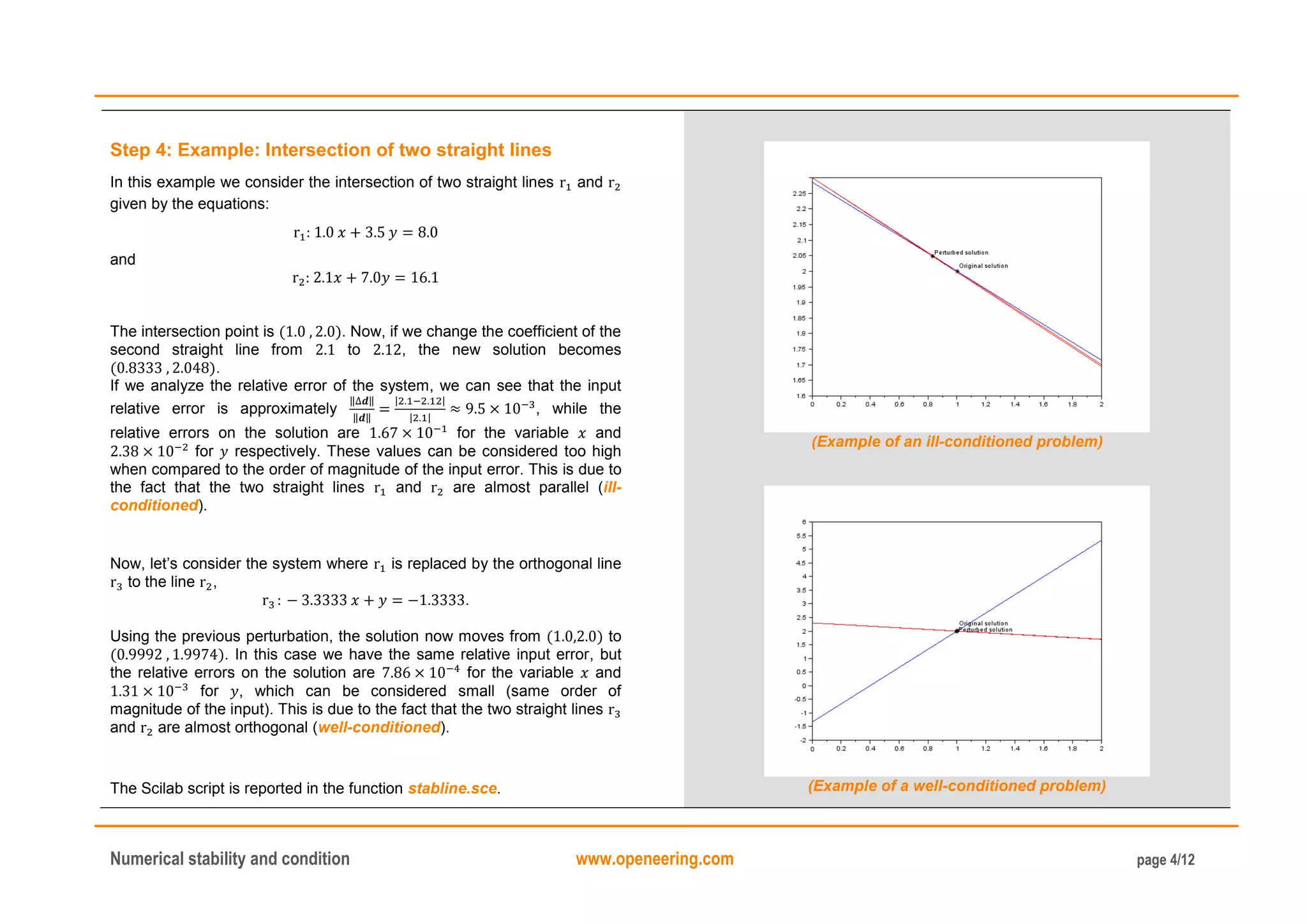 Numerical analysis using Scilab: Numerical stability and conditioning | PDF