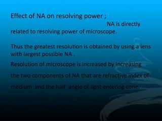 Numerical aperture and limits of resolution of microscope | PPTX