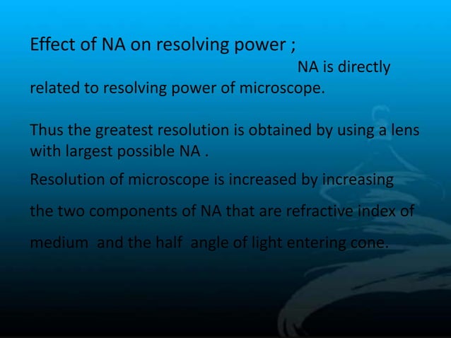 Numerical aperture and limits of resolution of microscope | PPTX ...