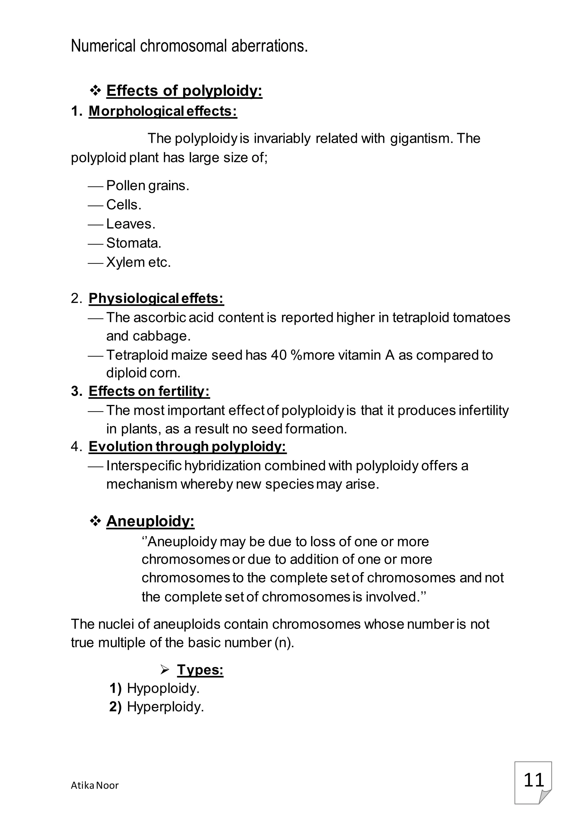 chromosomal aberrations in number | DOCX