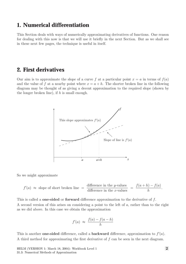 Numerical Differentiations Solved examples | PDF Numerical Differentiations Solved examples | PDF