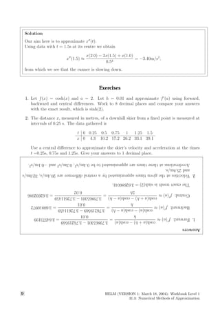 Numerical Differentiations Solved examples | PDF