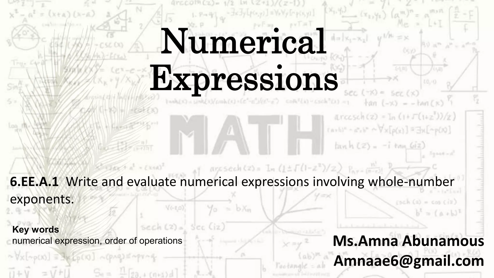 Numerical expressions. | PPTX