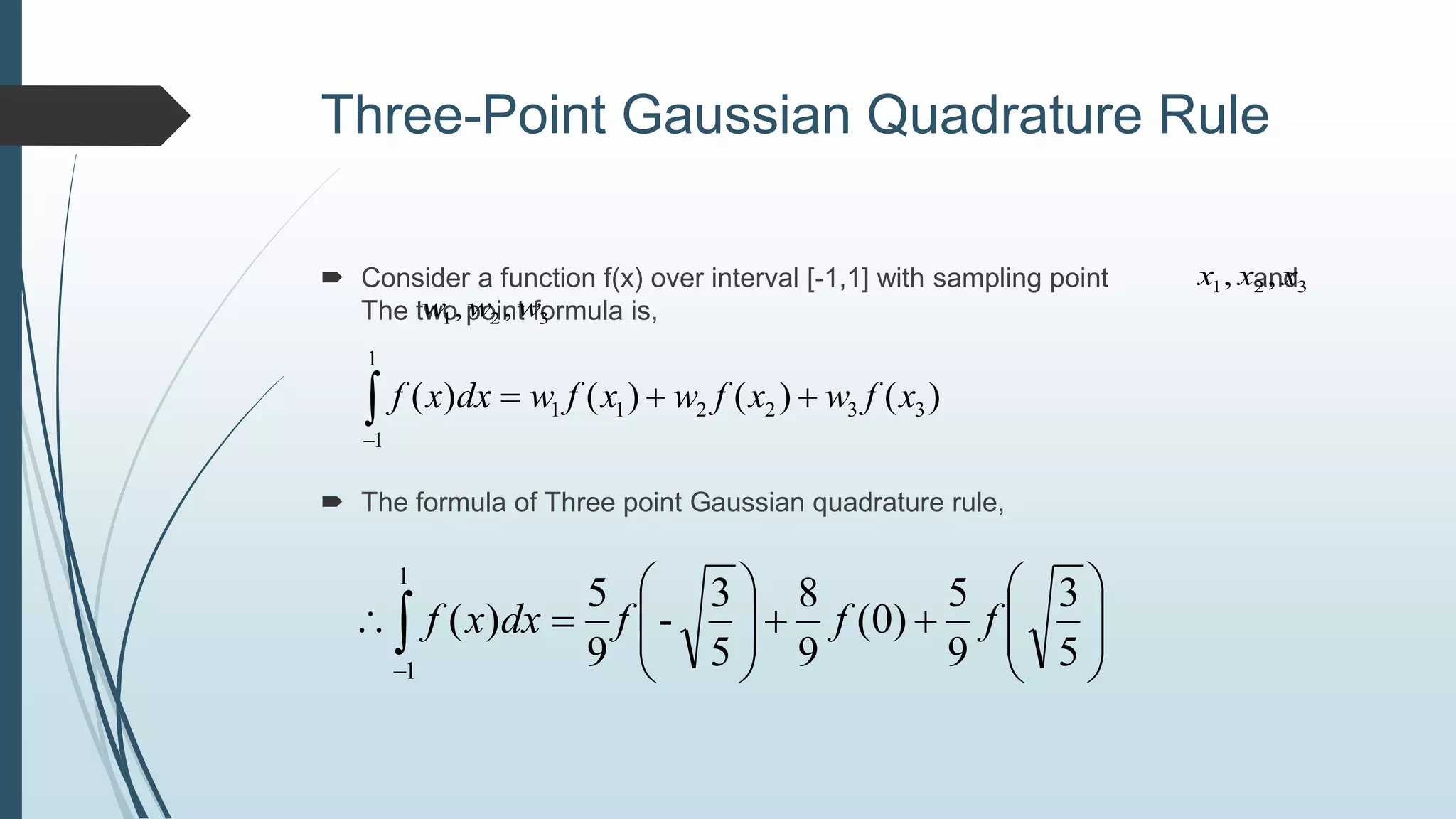 Numerical Integrationgaussian Integration One Point Two Point And Three Point Method Ppt 