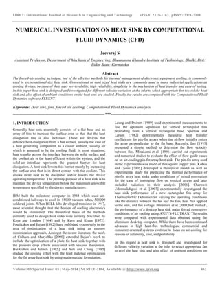Numerical investigation on heat sink by computational fluid dynamics (cfd) | PDF