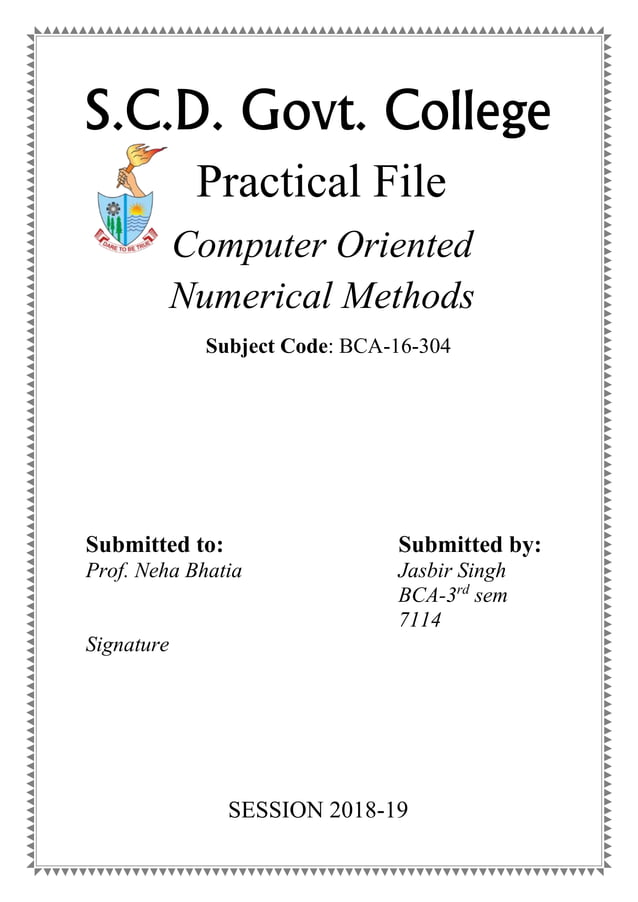 Computer Oriented Numerical Methods Practical File Pdf