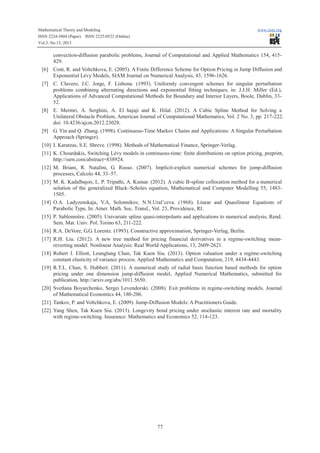 Numerical method for pricing american options under regime | PDF