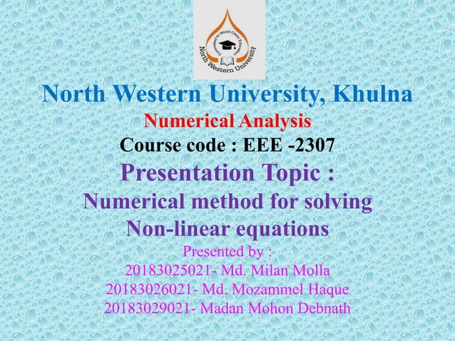 Numerical Method For Solving Non Linear Equations Pdf Physics Science