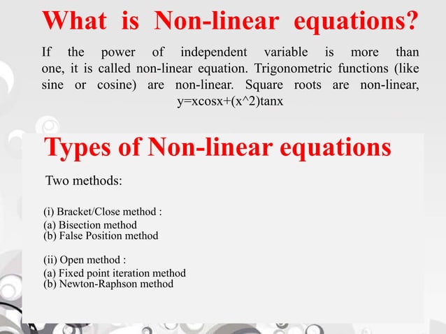 Numerical method for solving non linear equations | PDF | Physics | Science