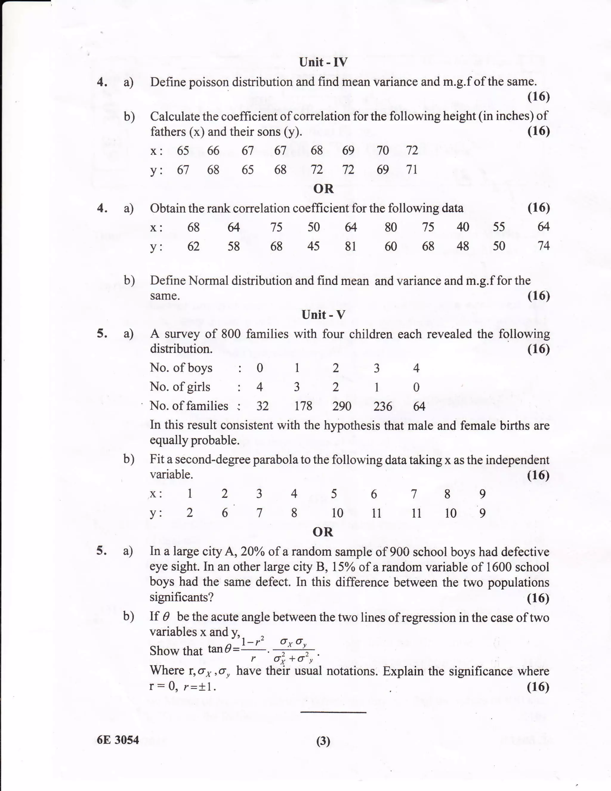 Numerical Methods and Applied Statistics Paper (RTU VI Semester) | PDF