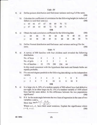 Numerical Methods and Applied Statistics Paper (RTU VI Semester) | PDF