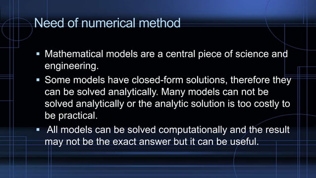 Numerical Methods And Its Applications Pptx Science