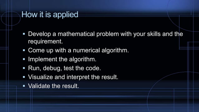 Numerical methods and its applications | PPTX | Science