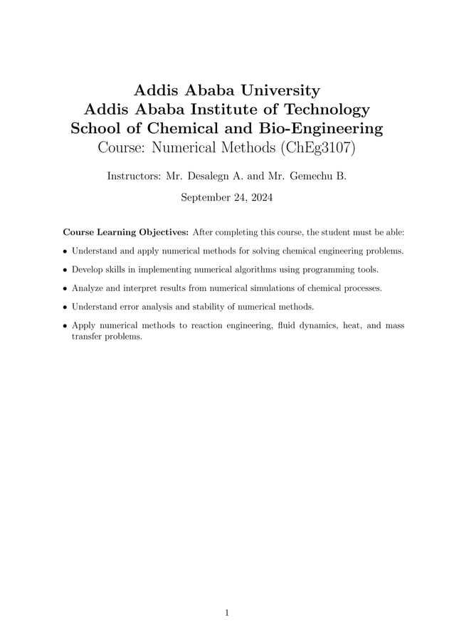 Numerical Methods Course outline 2024-25 Chemical.pdf