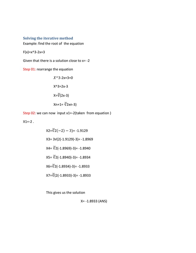 Numerical Methods Presentation 11 Iteration Method Pdf