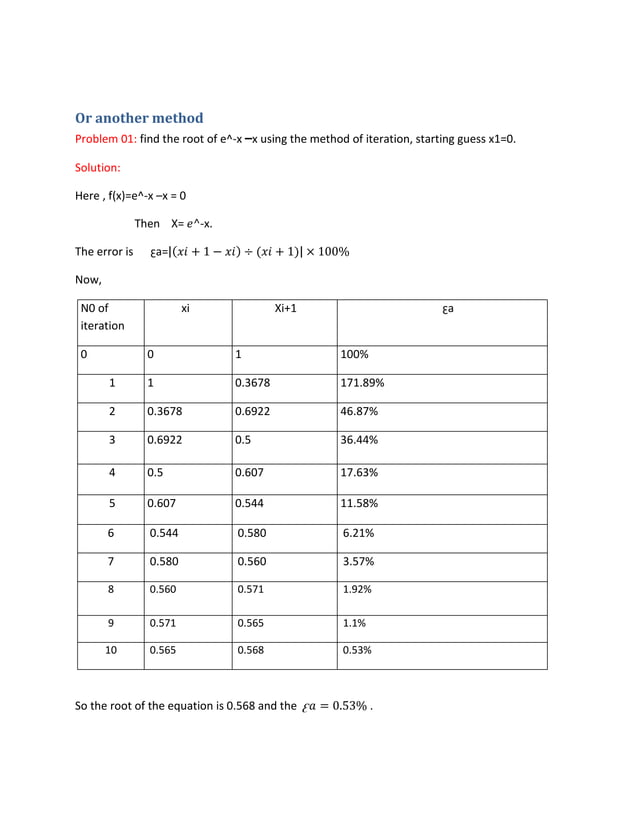 Numerical Methods Presentation 11 Iteration Method Pdf