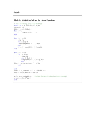 Numerical Methods Solving Linear Equations | PDF