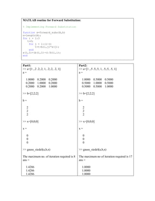Numerical Methods Solving Linear Equations | PDF