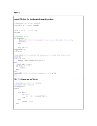 Numerical Methods Solving Linear Equations | PDF