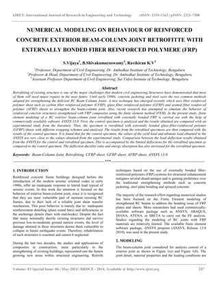 Numerical modeling on behaviour of reinforced concrete exterior beam column joint retrofitte ...