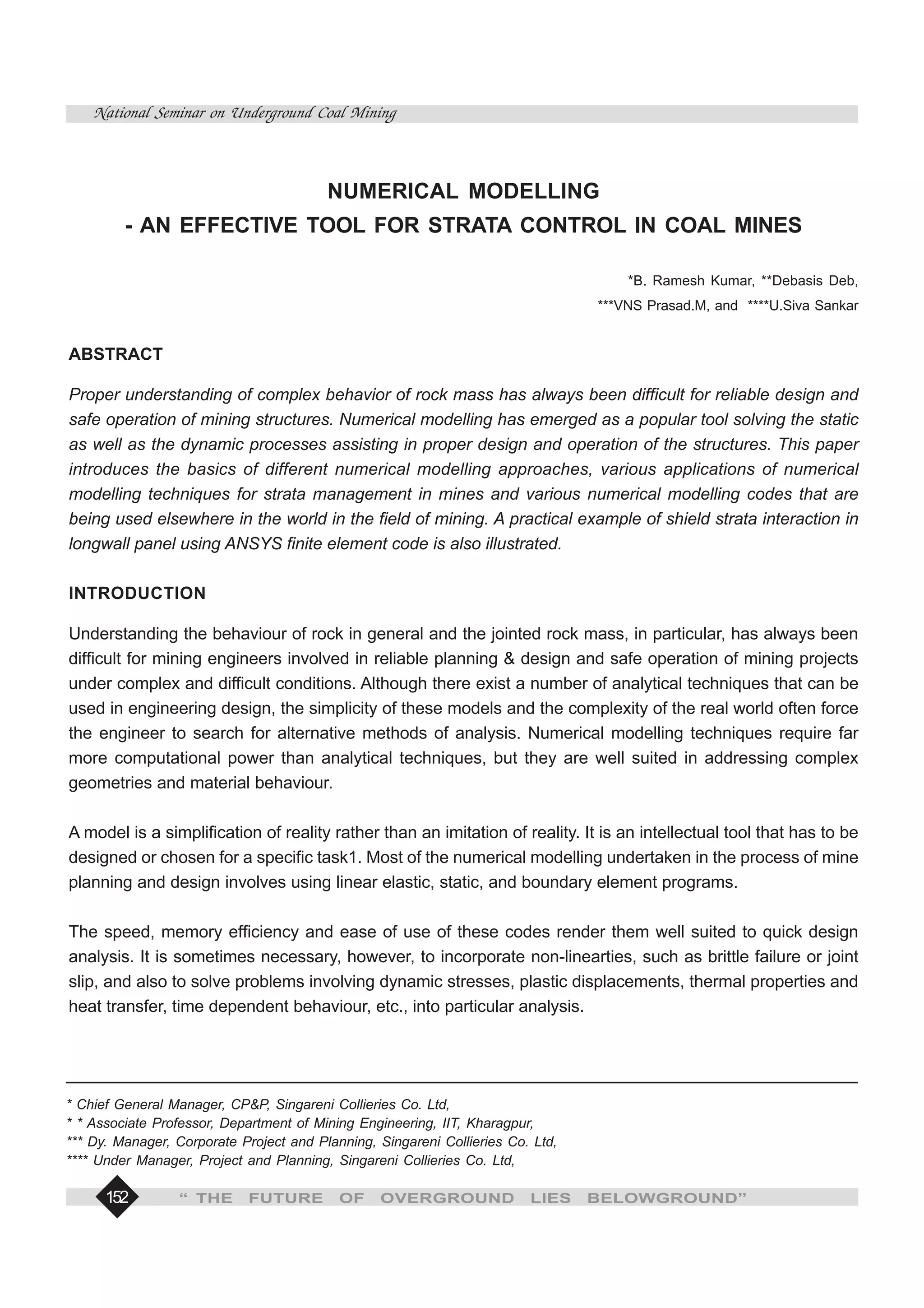 Numerical modelling in Geomechanics | PDF