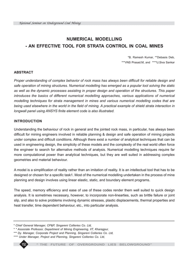 Numerical modelling in Geomechanics | PDF