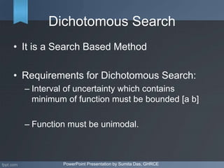 Numerical on dichotomous search | PPTX