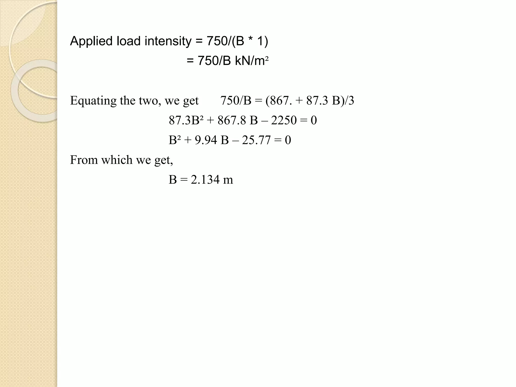 Numerical problem on bearing capacity is code terzaghi water table ...