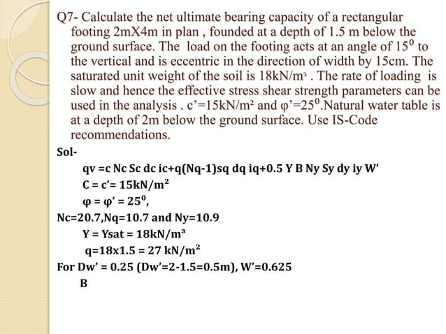 Numerical problem on bearing capacity is code terzaghi water table (usefulsearch.org) (useful ...