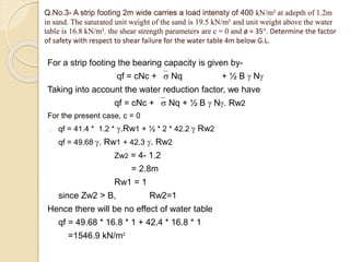 Numerical problem on bearing capacity is code terzaghi water table ...