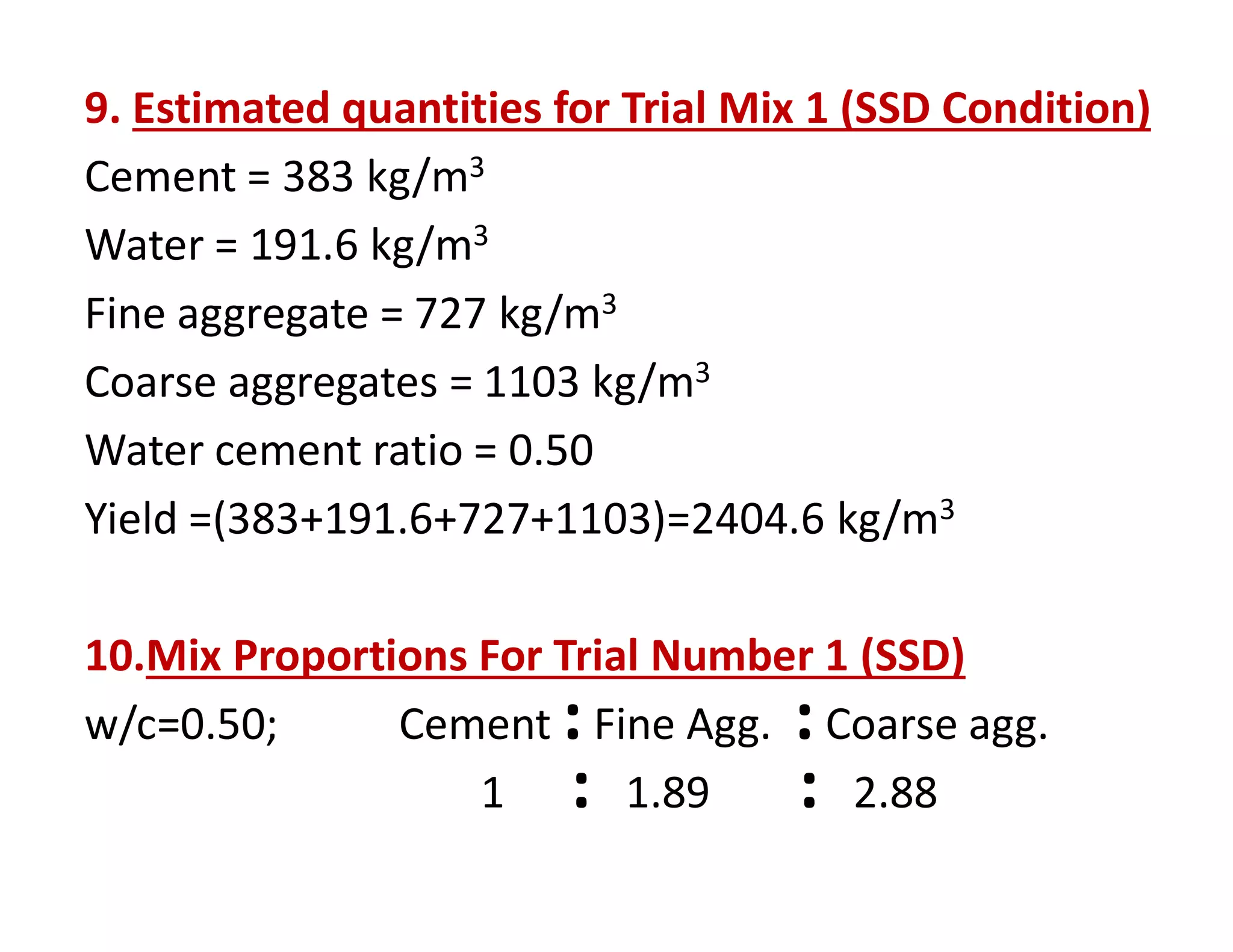 Numerical problem on concrete mix design by is 10262(2009) method | PDF