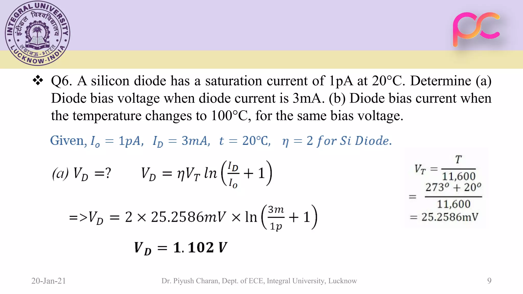 Unit 1 Numerical Problems On Pn Junction Diode Pdf Physics Science