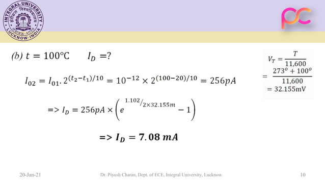 Unit 1 Numerical Problems On Pn Junction Diode Pdf Physics Science