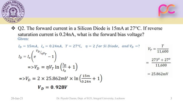 Unit 1 Numerical Problems on PN Junction Diode | PDF | Physics | Science