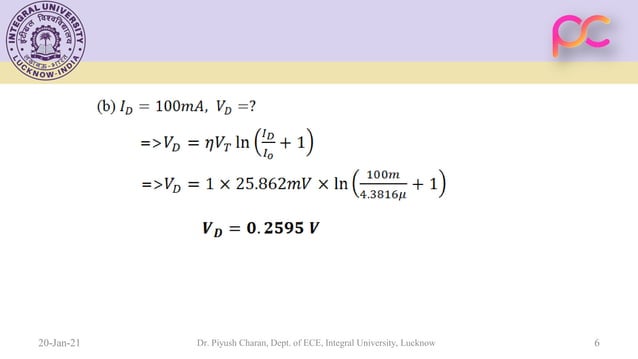 Unit 1 Numerical Problems On Pn Junction Diode Pdf Physics Science