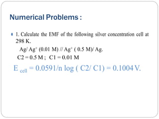 Numerical problems on Electrochemistry | PDF