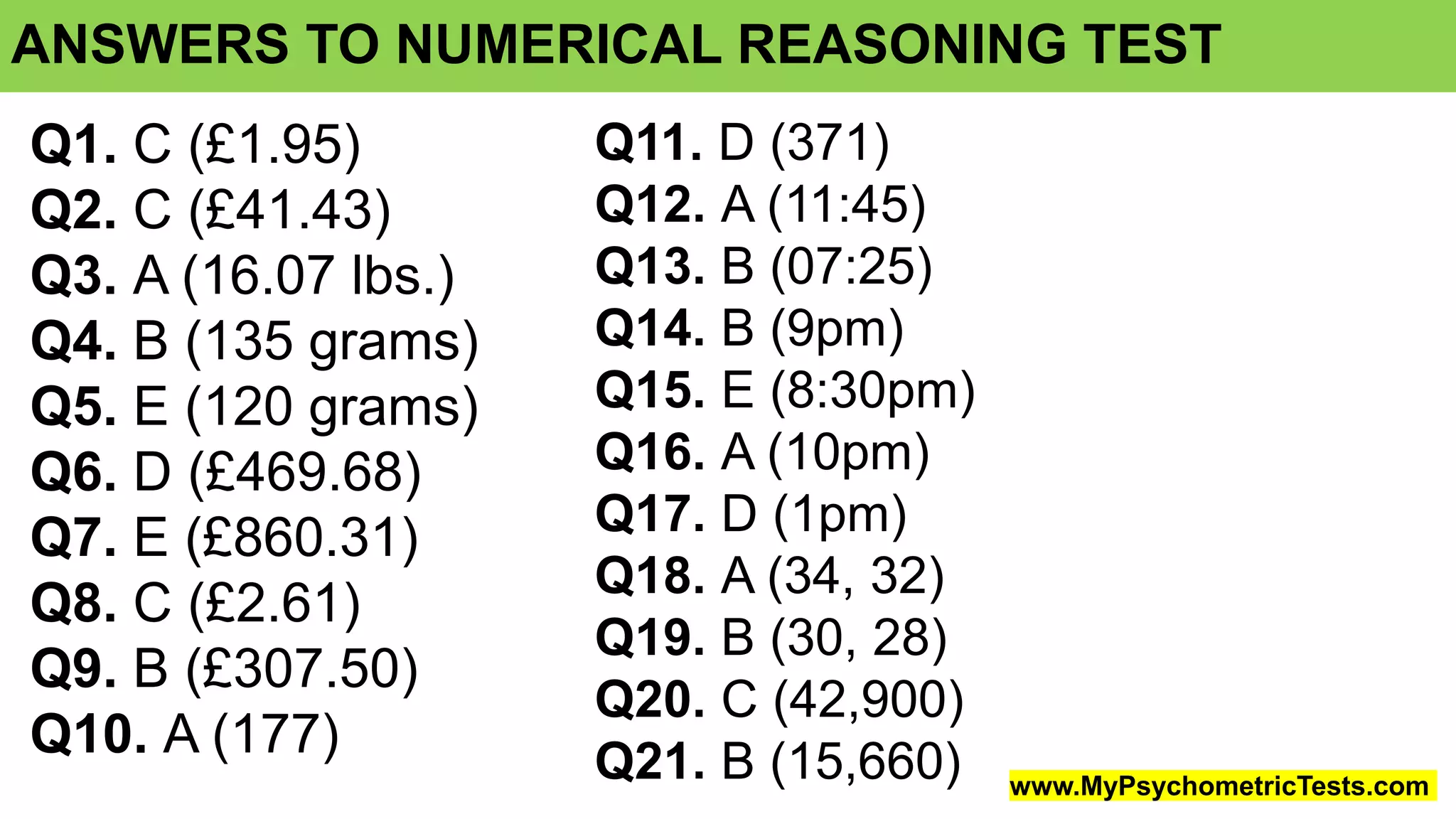 Numerical Reasoning Test Questions and Answers PDF | PPTX