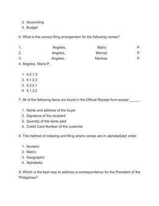 Numerical Filing Test