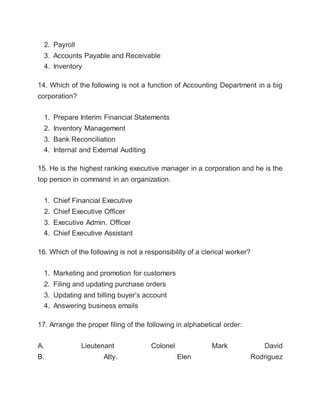 Numerical Filing Test