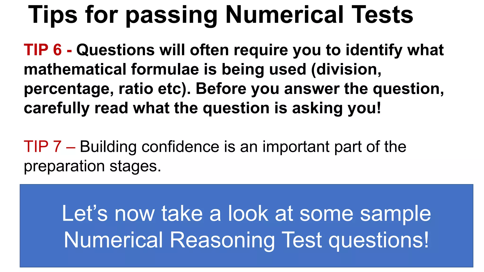 Numerical reasoning tests questions and answers | PPTX