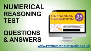 Numerical reasoning tests questions and answers | PPTX