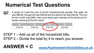Numerical reasoning tests questions and answers | PPTX