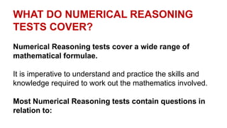 Numerical reasoning tests questions and answers | PPTX