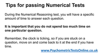 Numerical reasoning tests questions and answers | PPTX