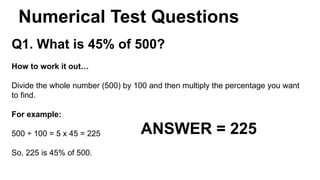 Numerical reasoning tests questions and answers | PPTX