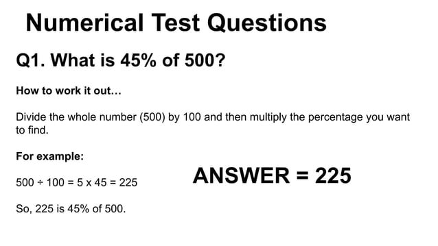 Numerical reasoning tests questions and answers | PPTX | Educational ...