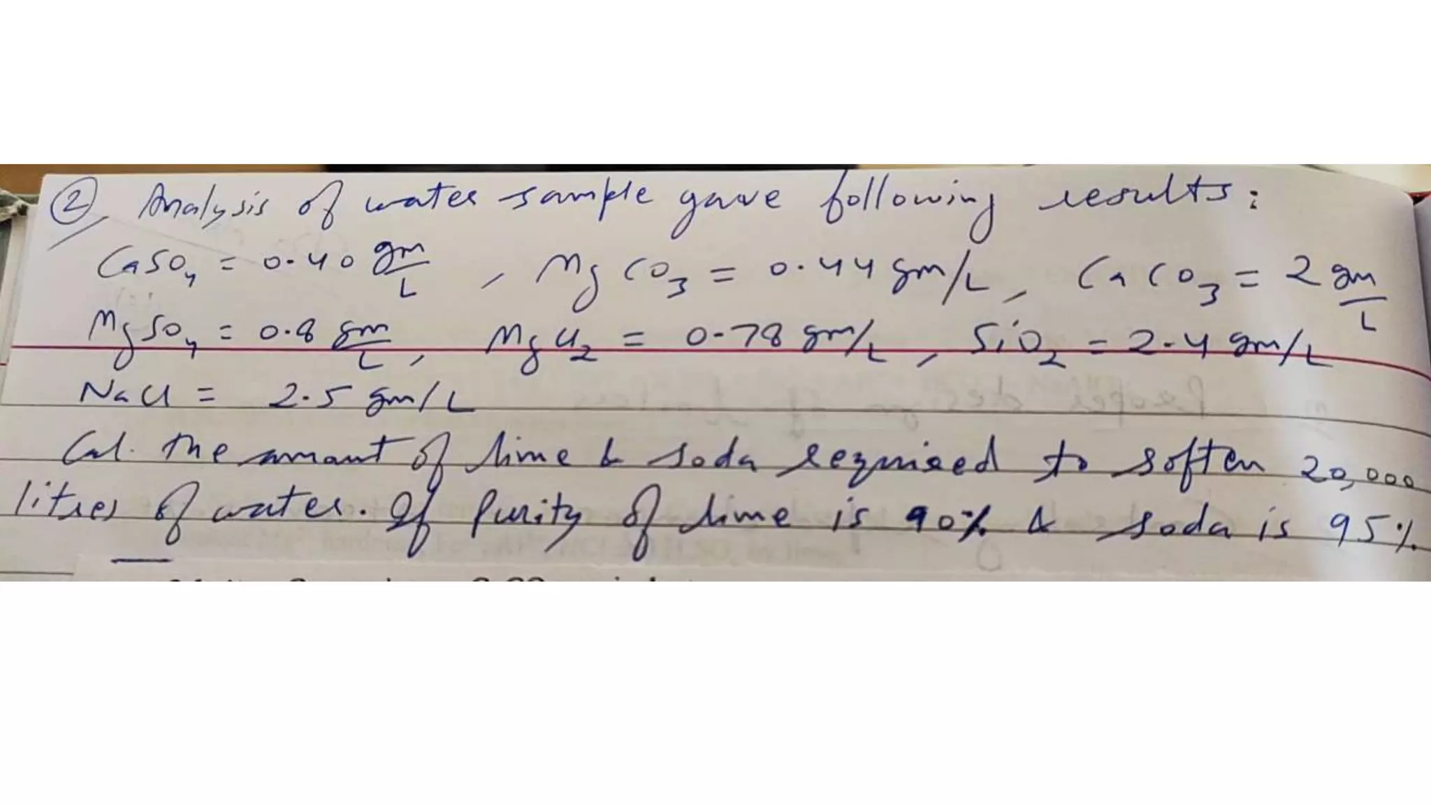 Solved Numericals on Water Analysis: EDTA Method, Clark Method, Lime ...