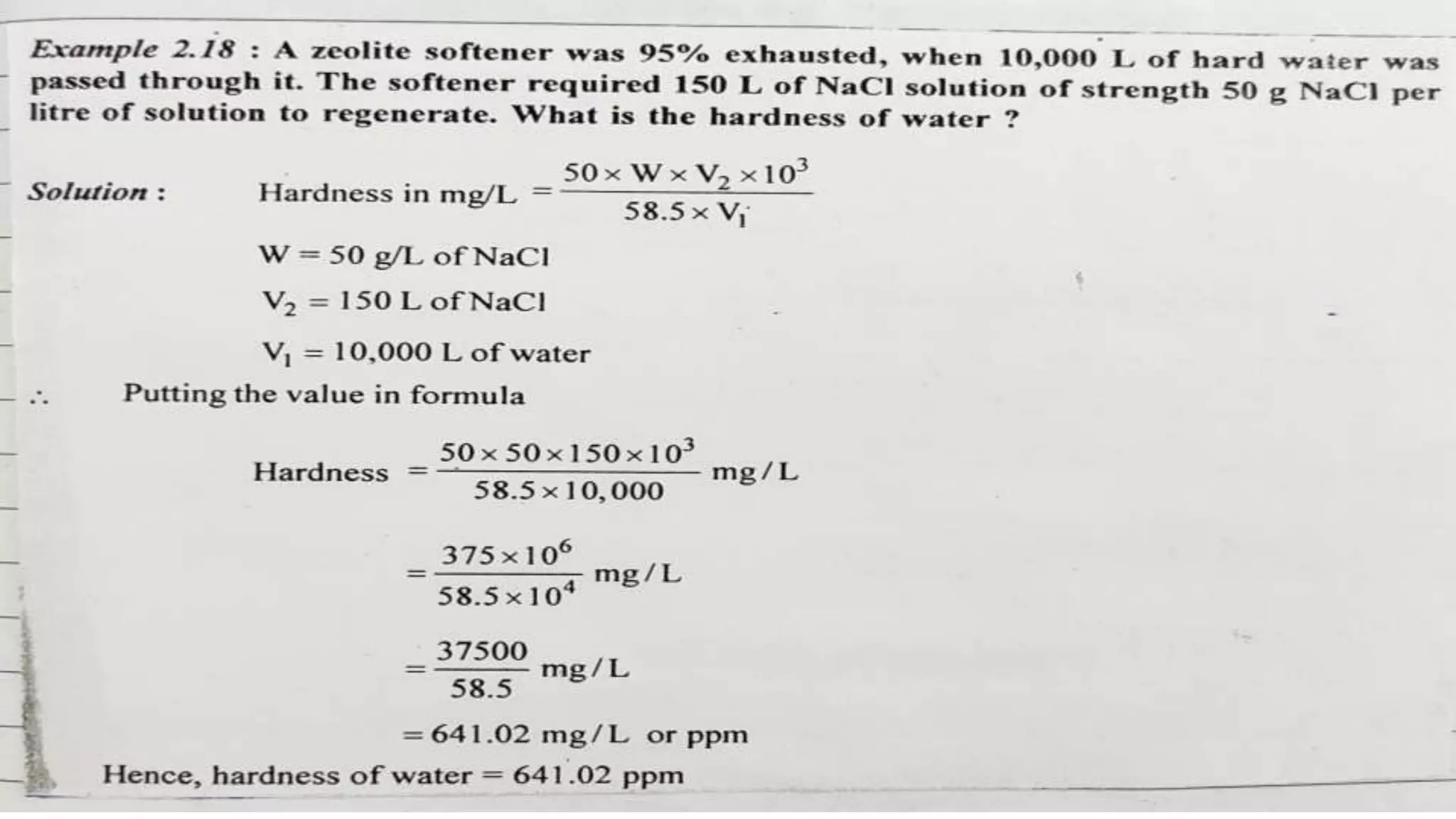 Solved Numericals on Water Analysis: EDTA Method, Clark Method, Lime ...