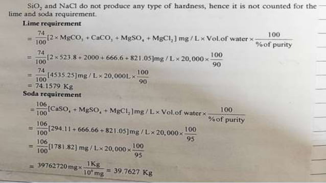 Solved Numericals on Water Analysis: EDTA Method, Clark Method, Lime ...