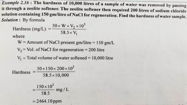 Solved Numericals on Water Analysis: EDTA Method, Clark Method, Lime ...